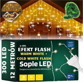 Kurtyna 300 Led Rampouchy Bílé Teplé Venkovní Osvětlení Flash Osvětlení 12 M