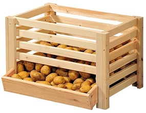Čisté dřevo Dřevěná bedýnka na brambory, XXL, 61 x 42 x 43 cm