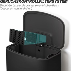 HOMCOM 50 l kuchyňský odpadkový koš se šlapacím pedálem, měkké dovírání a funkce otevření 90° – nerez/černá, 45,1 × 36,5 × 62,6 cm