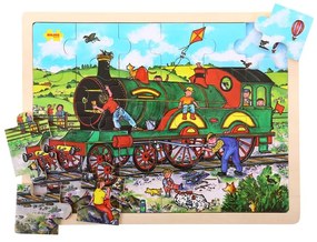 Bigjigs Toys Dřevěné puzzle vlak 24 dílků