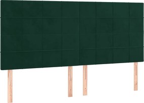 Box spring postel s matrací a LED tmavě zelená 160x200 cm samet 3136134