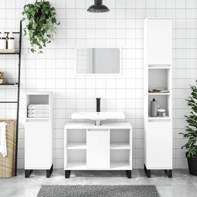 3dílný set koupelnového nábytku bílý kompozitní dřevo