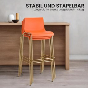 Sada 2 ks barových židlí Hoover plast, zlaté nohy - oranžová