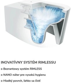 Mexen RICO Rimless mísa závěsná se sedátkem volně-padajícím, 48 x 35 cm, bílá, 30721000