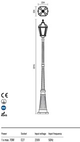 Redo Venkovní sloupkové svítidlo ESSEN, v:221,5cm