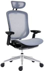 Kancelářská ergonomická židle Antares BAT NET PDH + FOOTREST — šedá, nosnost 130 kg