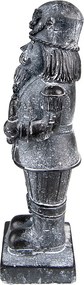 Šedá antik dekorace Louskáček s věnečkem - 9*6*21 cm