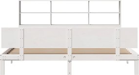 Postel s knihovnou bez matrace bílá 180x200 cm masivní borovice 3322673