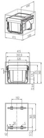 In-Design Odpadkový koš GATOR nízký,  šířka 450 mm 2x15l