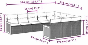 10dílná zahradní sedací souprava s polštáři černá polyratan 3228017