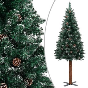 320960 vidaXL Úzký vánoční stromeček pravé dřevo a bílý sníh zelený 150 cm