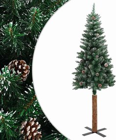 Úzký vánoční stromek pravé dřevo a bílý sníh zelený 150 cm 320960