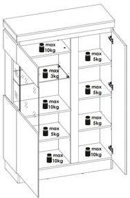 Vitrínová skříňka Campania 104 cm, bílá/antracit