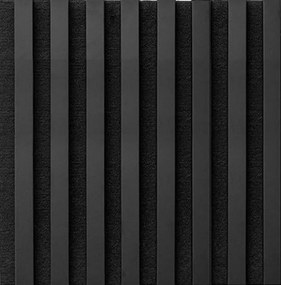 Dekorační panely, černý mat 3D lamely na filcovém podkladu, rozměr 30 x 30 cm, IMPOL TRADE