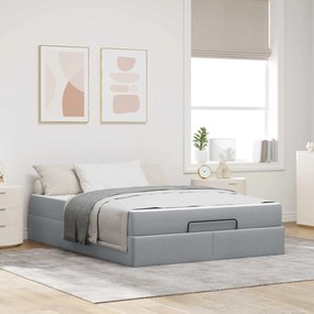 Rám postele s matrací 2 ks Světle šedá textil 3399501