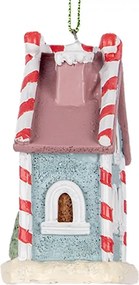 Modrá závěsná dekorace perníková chaloupka Candy - 6*4*8 cm