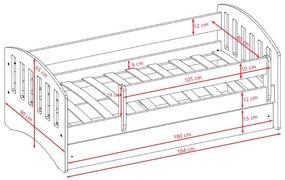 Dětská postel CLASSIC se šuplíkem - bílá 180x80 cm