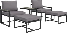 Sada zahradního nábytku Outsunny pro 2 osoby z oceli - weatherproof balkonová sada s 2 křesly, poduškami, konferenčním stolkem a taburetem | Aosom