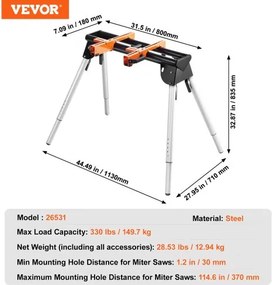 Stojan na pokosovou pilu 149,7 kg Nosnost ocel 73,9–83,6 cm Nastavitelná výška