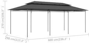 vidaXL Marketos Altán 600 x 298 x 270 cm antracitový