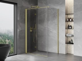 Mexen Mist-F T, 1-křídlý ​​skládací sprchový kout levý 80 x 70 cm, čiré sklo, zlatý matný profil, 8A6T-080-070-55-00-L