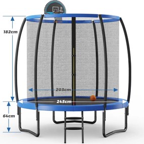 Costway Φ 244 cm venkovní trampolína s basketbalovým košem