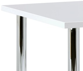 AUTRONIC Jídelní stůl 90x90 cm, chrom / vysoký lesk bílý