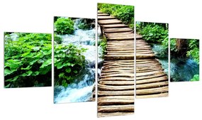 Obraz dřevěného chodníčku přes řeku (125x70 cm)