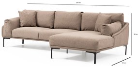 Designová rohová sedačka Pallavi 255 cm hnědá - pravá