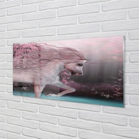 akrylový obraz Unicorn stromy jezero 100x50 cm