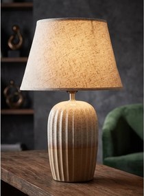 Krémová keramická stolní lampa s textilním stínidlem (výška 44 cm) Japandi – Mauro Ferretti