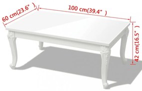 Konferenční stolek bílá vysoký lesk Dekorhome 100x60x42 cm