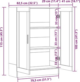 vidaXL Vitrína 82,5 x 30,5 x 115 cm kompozitní dřevo [802755] Barva: Bílá