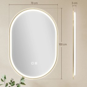 HOMCOM LED koupelnové zrcadlo 100 × 70 cm s Bluetooth