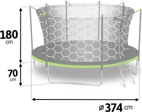 Zahradní trampolína 12 stop/374 cm s vnitřní sítí a žebříkem Neo-Sport