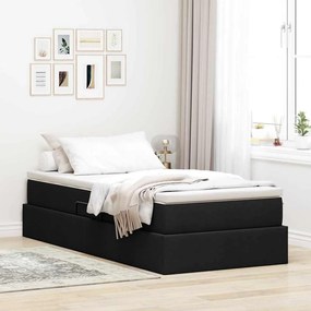 Postel s úložným prostorem a matrací Černá 90 x 200 cm 3370202