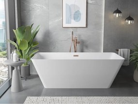 Mexen Velo Slim, volně stojící vana 170 × 75 cm, bílá lesklá, měděný přepad, 52811707500-65