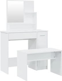 Toaletní stolek sada bílý s vysokým leskem 86,5 x 35 x 136 cm 3114151