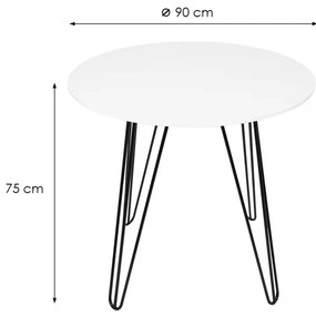 Kulatý jídelní stůl HARRY 90x90, bílý
