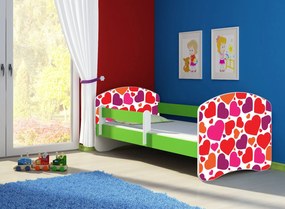 Dětská postel - Sladká srdíčka 2 160x80 cm zelená