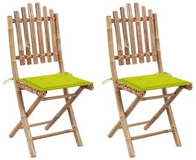Skládací zahradní židle s poduškami 2 ks bambus,  3063998