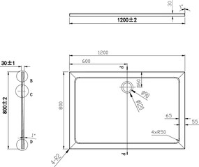 Olsen Spa Venets 120 x 80 x 3 cm VANKOBD8012 sprchová vanička