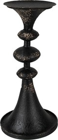 Černý antik kovový svícen na širokou svíčku Paolo - Ø 15*34 cm