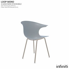 Židle Loop Mono - nestohovatelná Barva kovové konstrukce: Sand 514F, Barva sedáku a opěradla z recyklovaného plastu: Almond grey IP421C