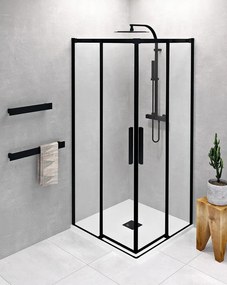 Polysan, ALTIS LINE BLACK čtvercová sprchová zástěna 800x800 mm, rohový vstup, čiré sklo, AL1582BAL1582B