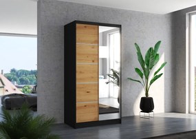 Šatní skříň s posuvnými dveřmi Limbo - 100 cm Barva: Černá