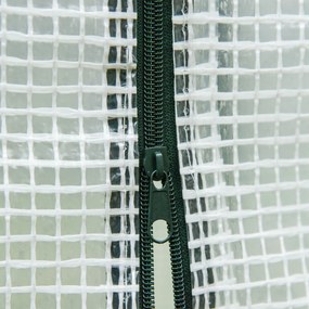 Fóliový skleník Outsunny 200x68x196cm s rolovacími dveřmi a bočním oknem, odolný proti větru, ocel a PE, ideální pro zahradní rostliny