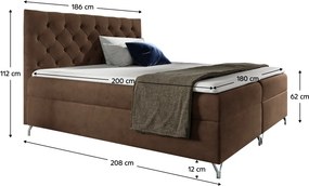 Boxspringová postel, 180x200, hnědá látka Velvet, GULIETTE + dárek
