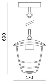 Venkovní lustr na řetězu TEVIO 1xE27/60W/230V IP54 černá