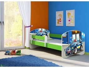 Dětská postel - Policie 2 140x70 cm + šuplík  zelená